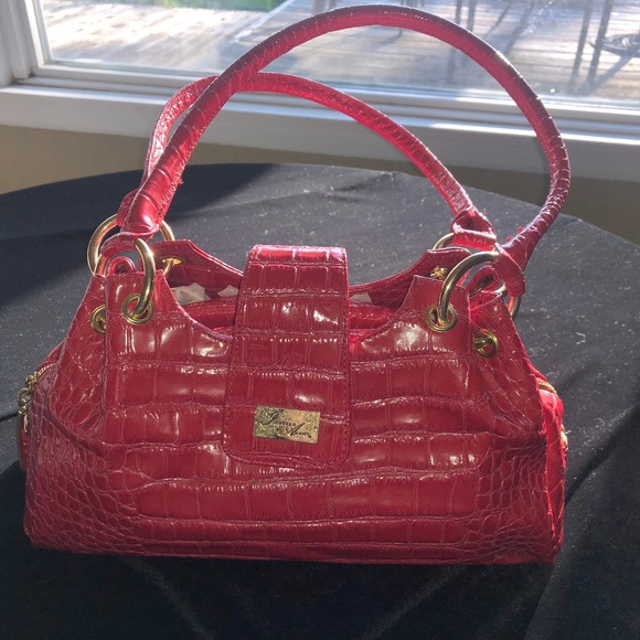 Isabella Adams | Bags | Isabella Adams Red Leather Croc Embossed ...